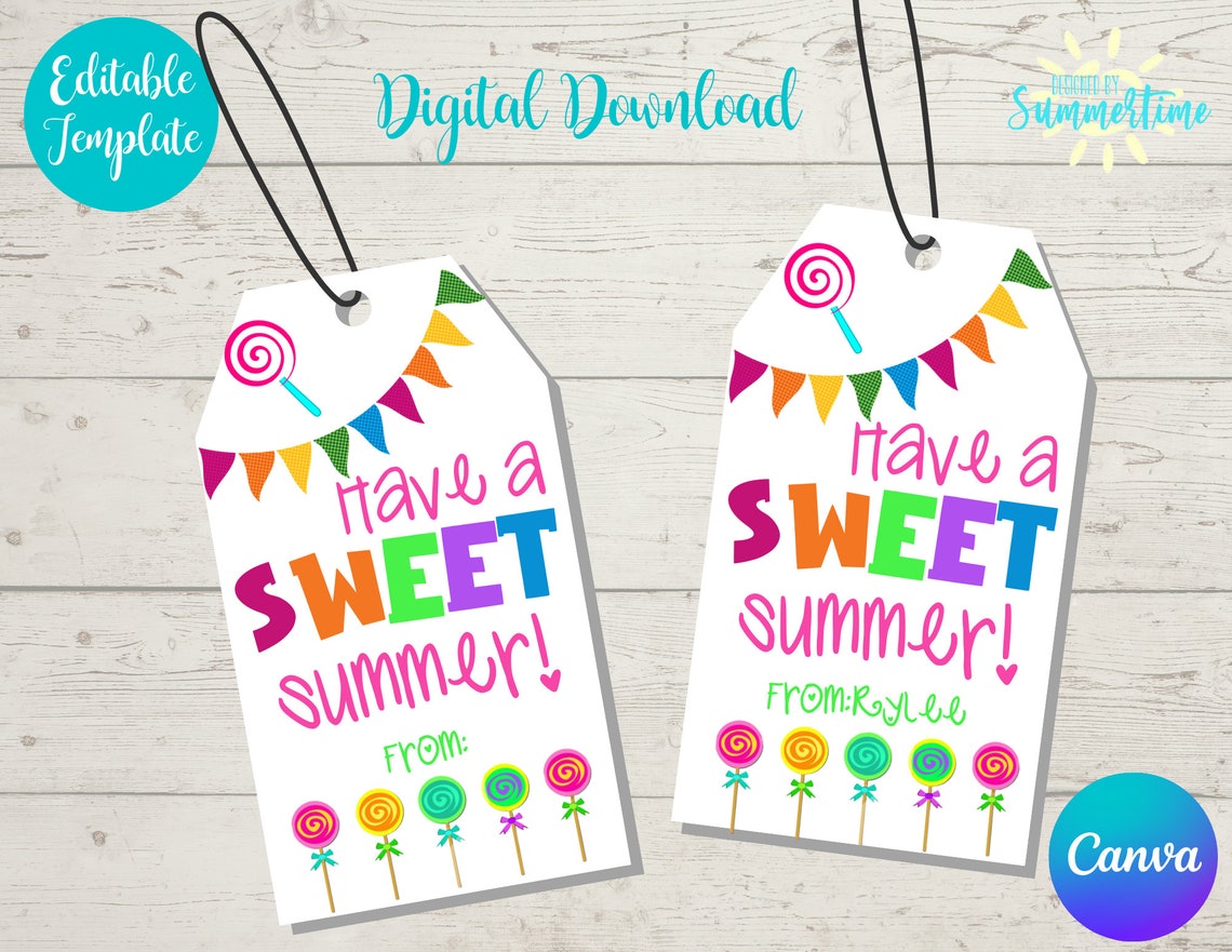 Editable End of Year Gift Tag , Sweet Summer Tag , End of Year Gift ...