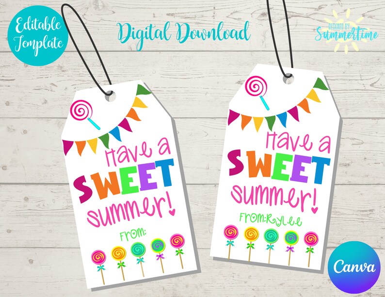 Editable End of Year Gift Tag , Sweet Summer Tag , End of Year Gift ...