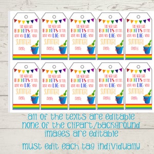 Editable End of Year Gift Tag , Buckets of Fun Tag , End of Year Gift ...