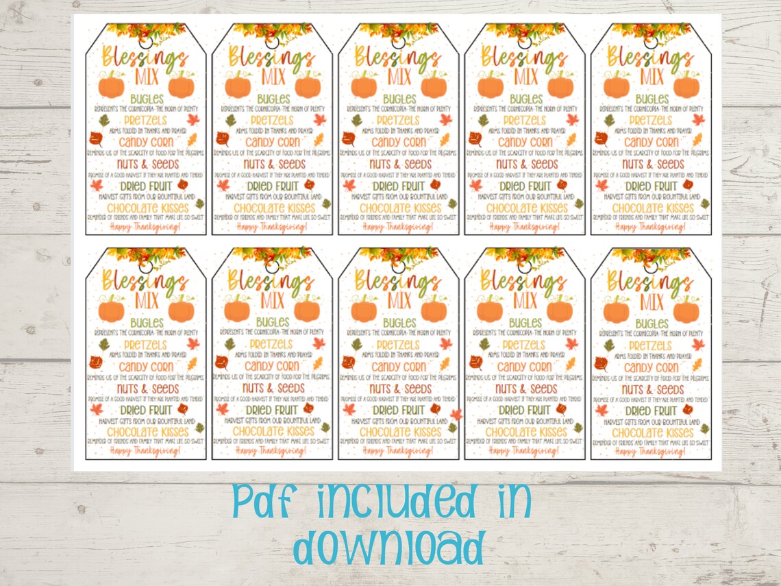 Editable Blessings Mix Fall Gift Tag for Students Teachers - Etsy