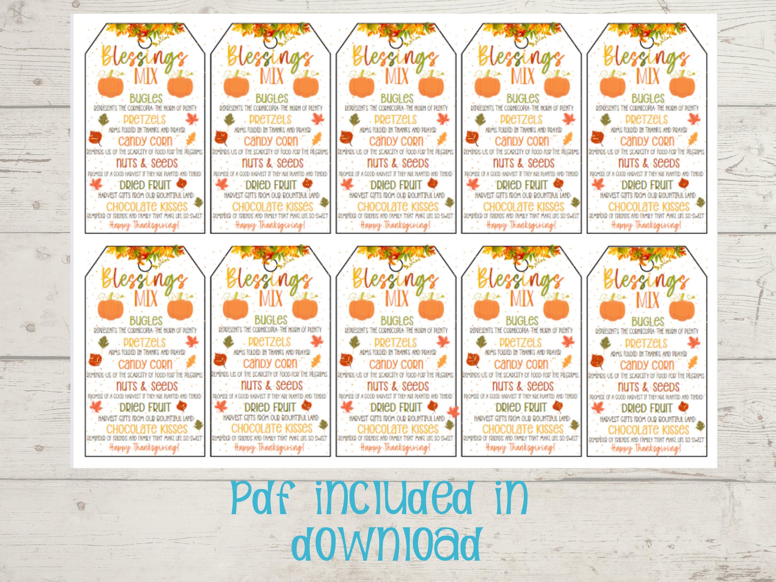 Editable Blessings Mix Fall Gift Tag for Students Teachers - Etsy