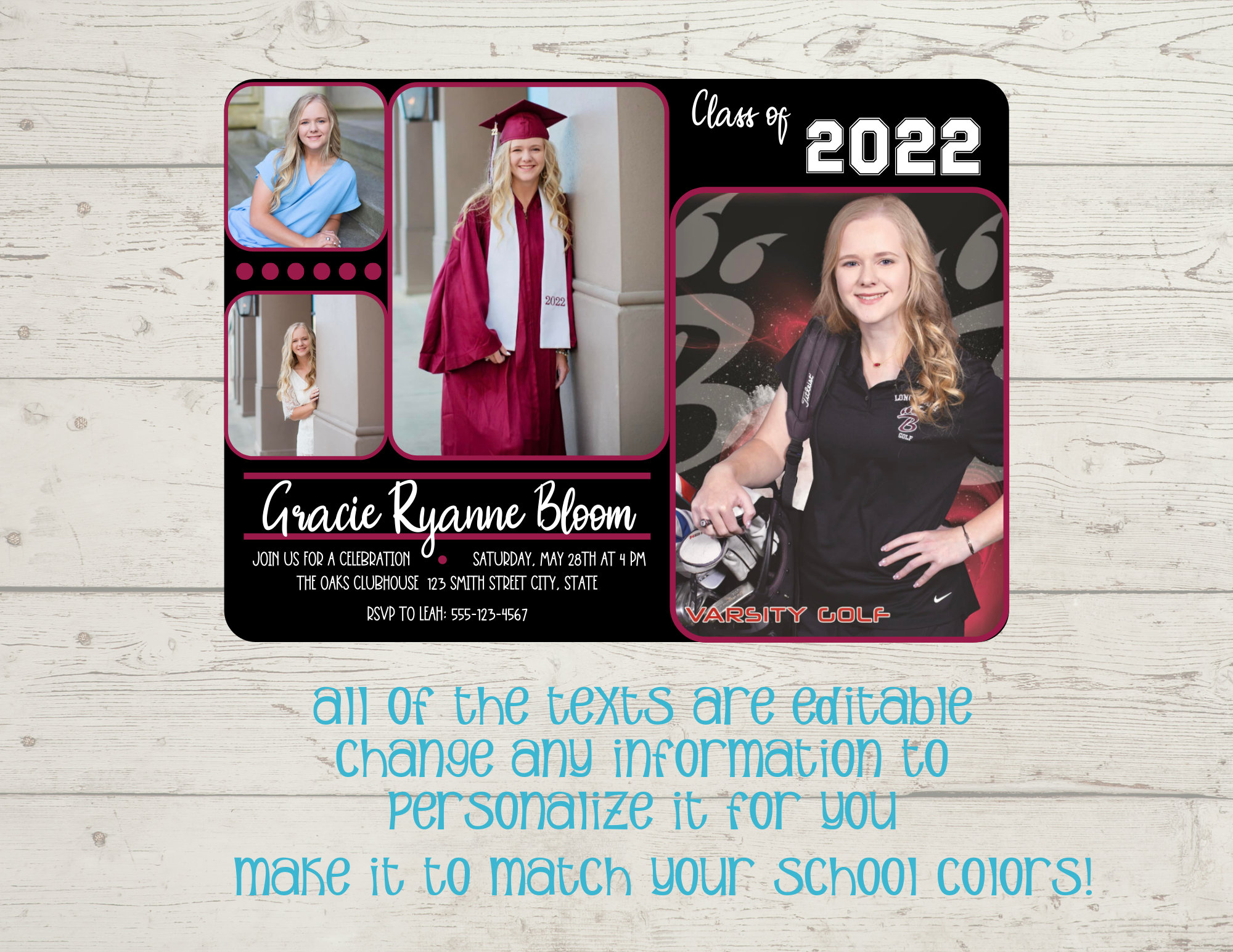Editable Graduation Party Invitation, Graduation Invitation, Class of ...