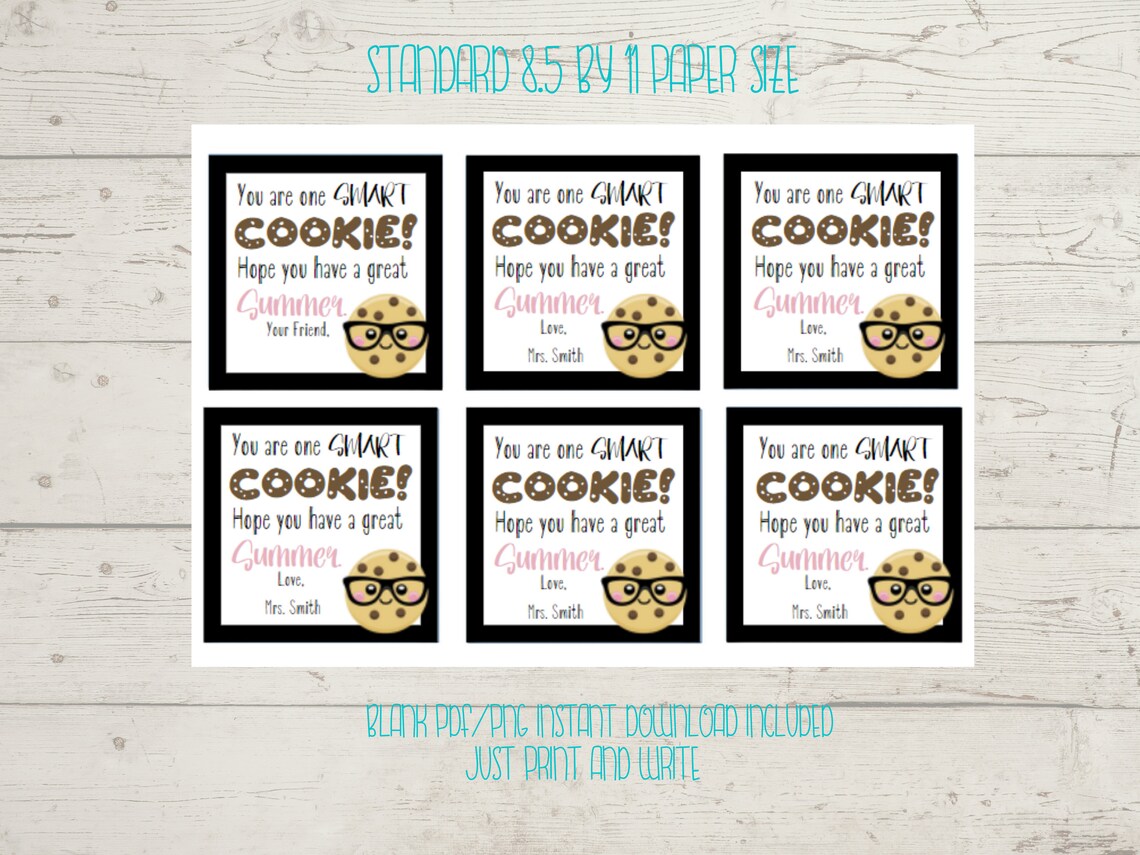 Editable End of Year Gift Tag You Are One Smart Cookie Tag - Etsy