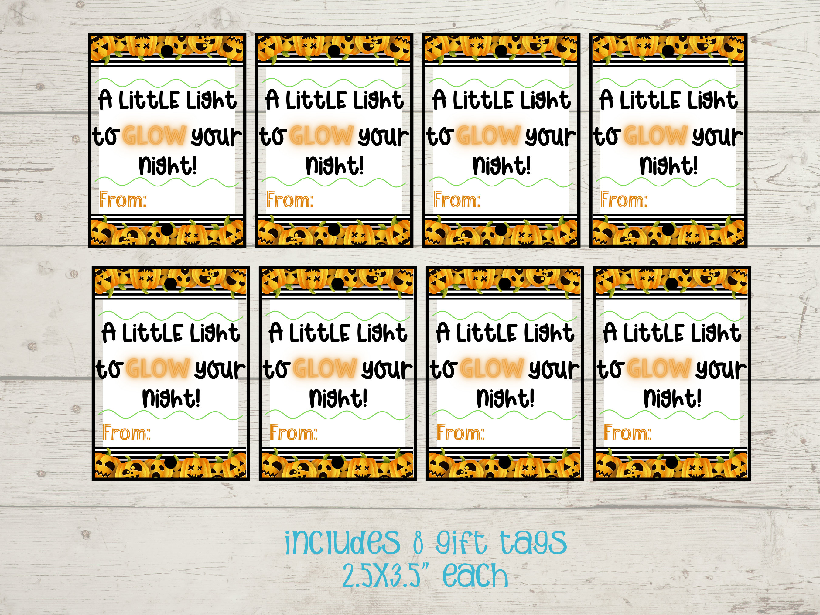 Editable Halloween Gift Tag , Glow Stick Gift Tag , Gift Tag for ...