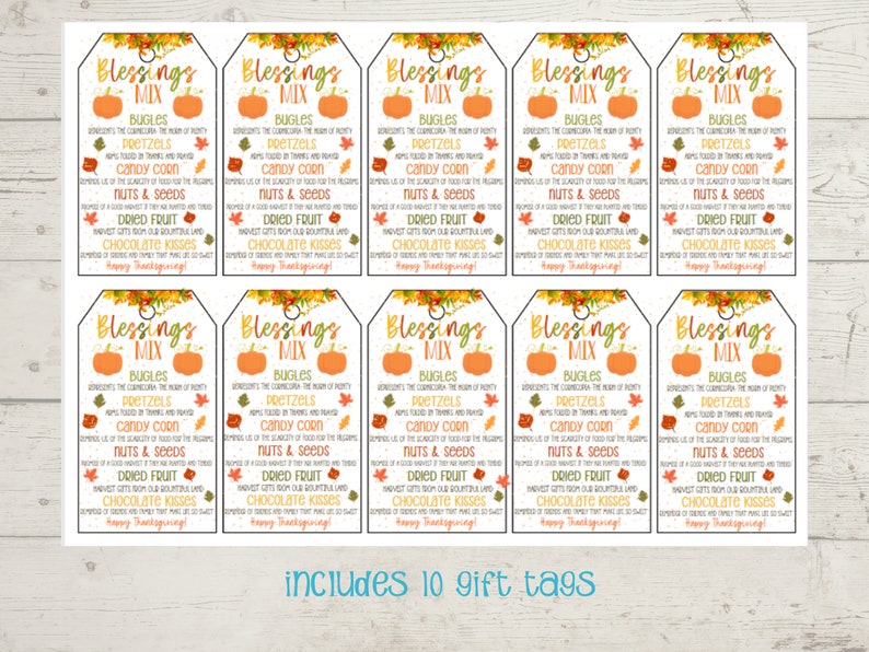 Editable Blessings Mix Fall Gift Tag for Students Teachers - Etsy