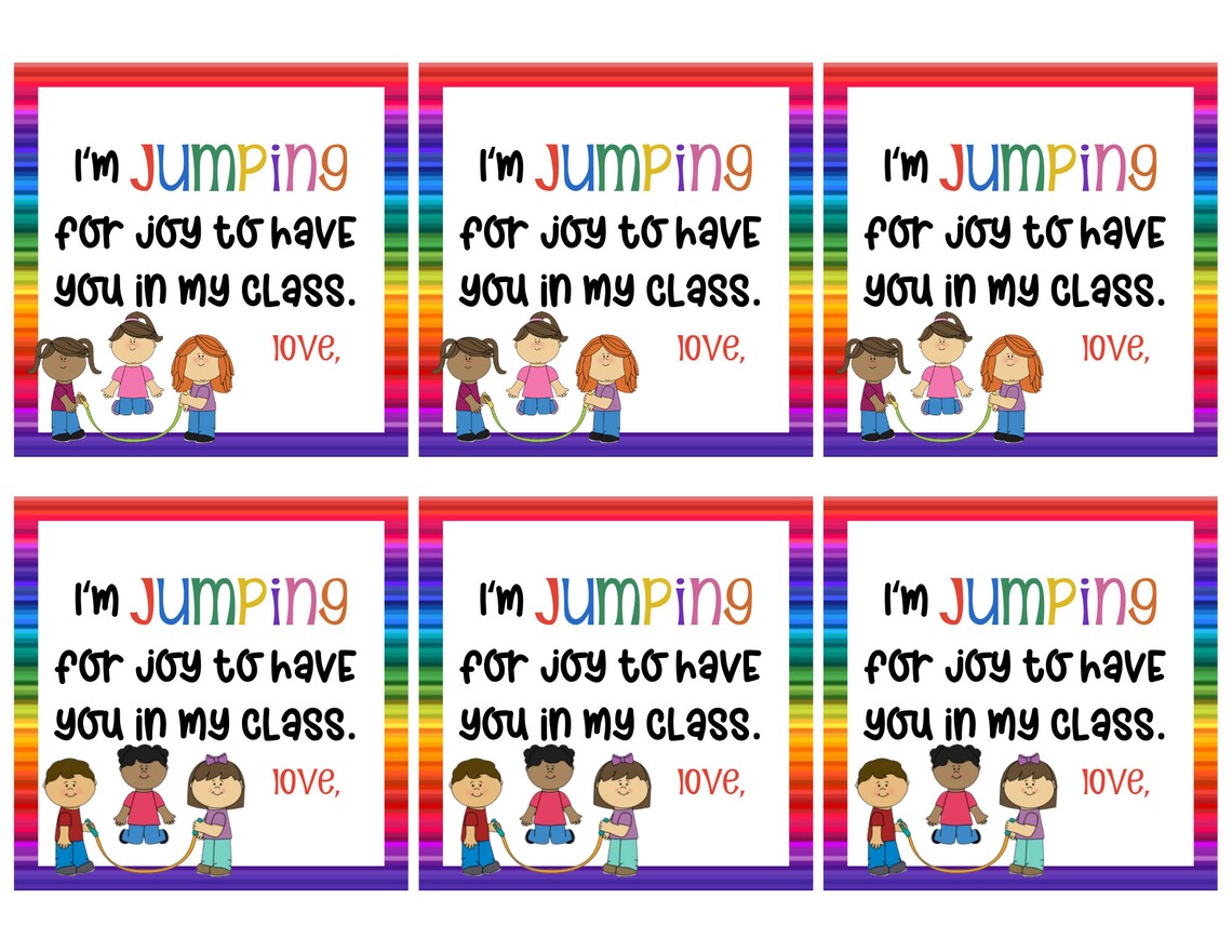 Editable Jump Rope Gift Tag Jumping for Joy First Day of - Etsy