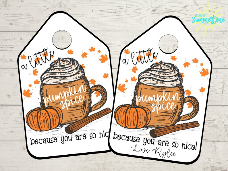 Editable Fall Autumn Gift Tag , Pumpkin Spice , Gift Tag for Students ...
