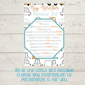 Editable Big Brother Survival Kit Tag , Big Brother , Sibling Survival ...
