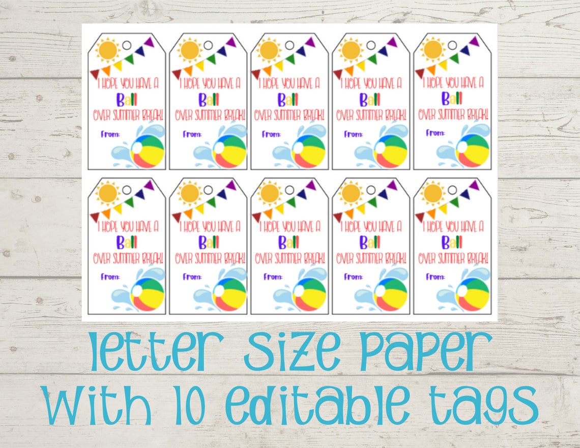 Editable End of Year Gift Tag , Have a Ball Tag , End of Year Gift Tags ...