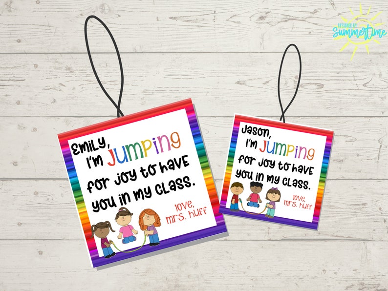 Editable Jump Rope Gift Tag , Jumping for Joy , First Day of School ...