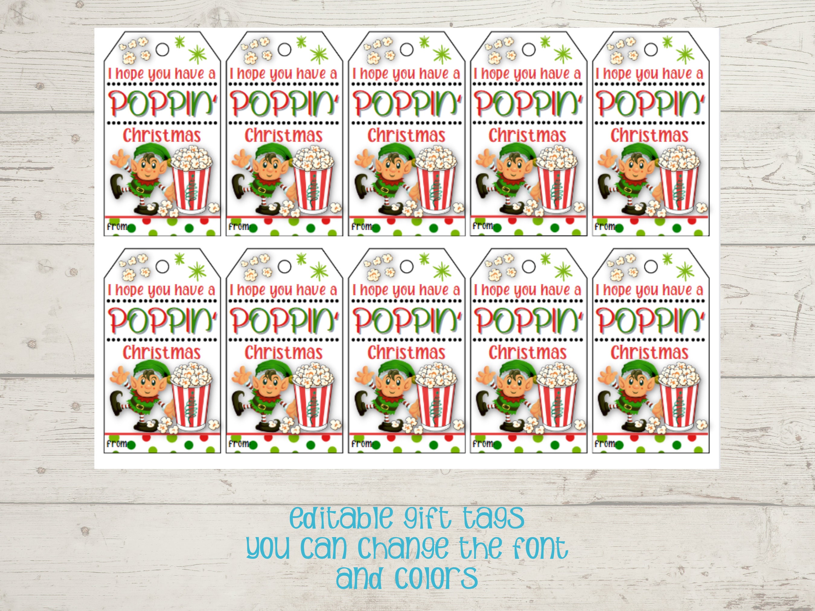 Editable Christmas Gift Tag , Poppinʻ Halloween , Popcorn Gift Tag for ...