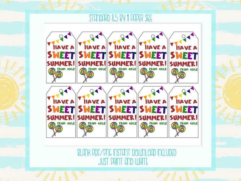 Editable End of Year Gift Tag Sweet Summer Tag End of Year | Etsy