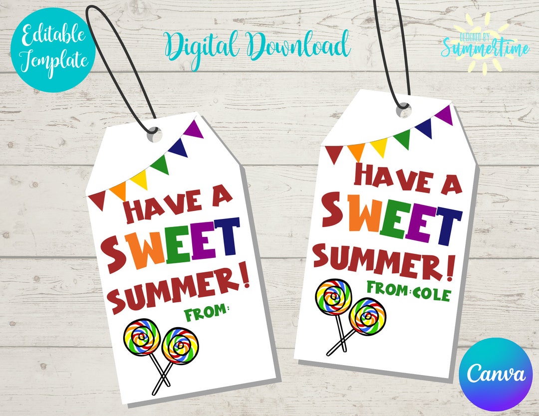 Editable End of Year Gift Tag , Sweet Summer Tag , End of Year Gift ...