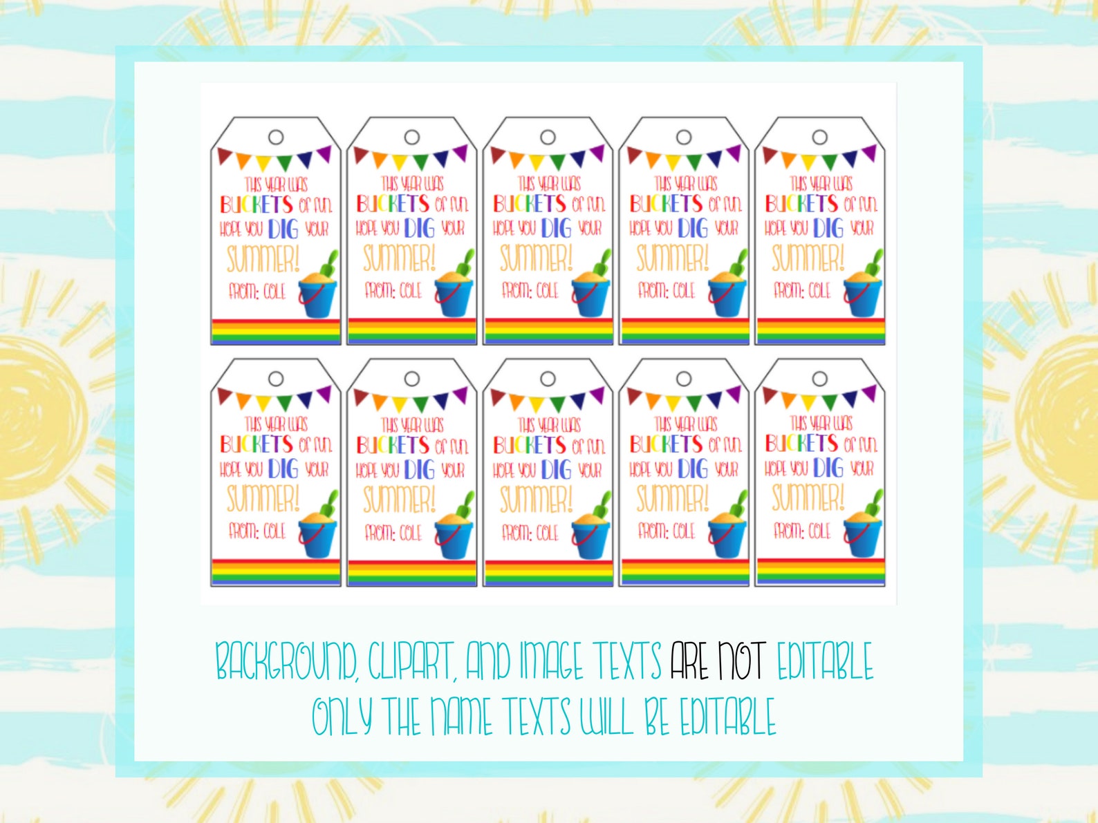 Editable End of Year Gift Tag Buckets of Fun Tag End of | Etsy