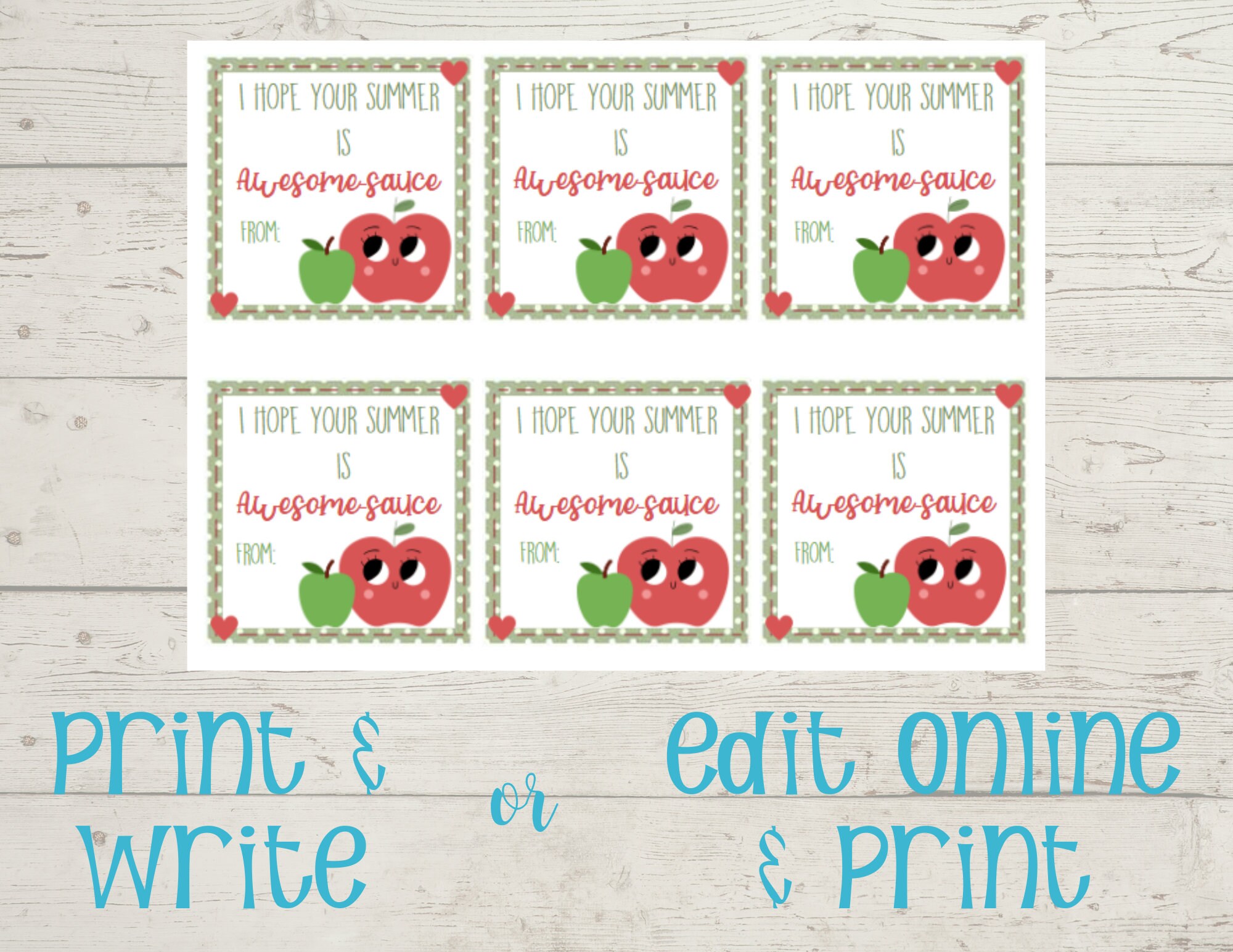 Editable End of Year Gift Tag , Awesome-sauce Summer Tag , End of Year ...