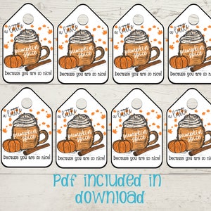 Editable Fall Autumn Gift Tag , Pumpkin Spice , Gift Tag for Students ...