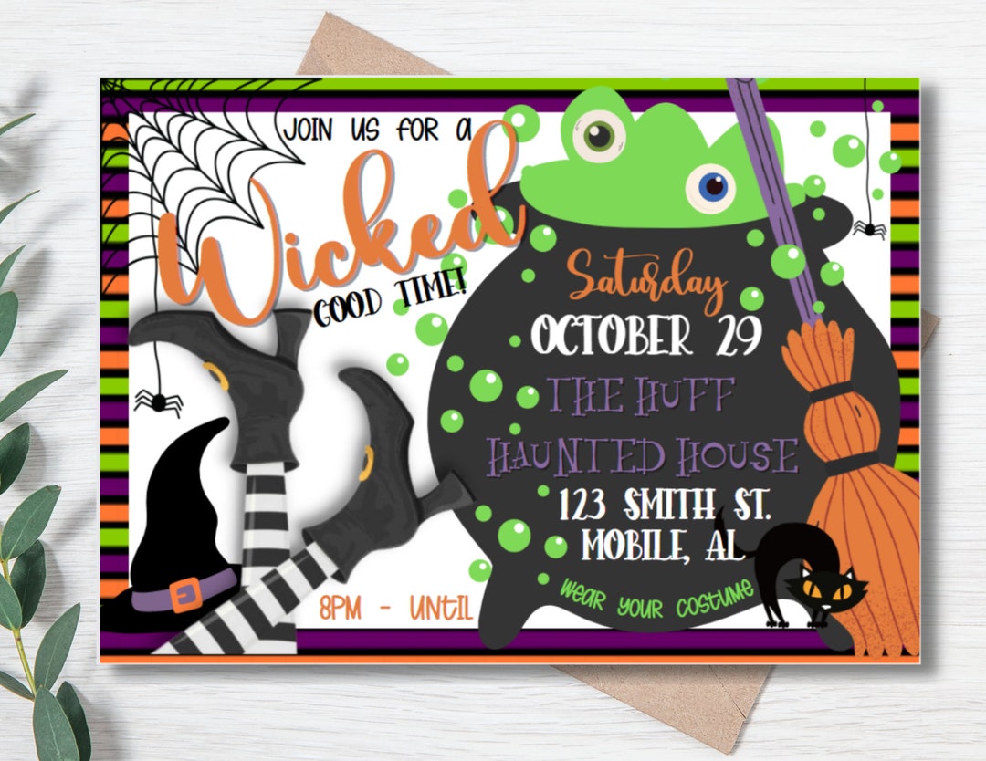 Editable Wicked Good Time Halloween Party Invitation, Costume Party ...