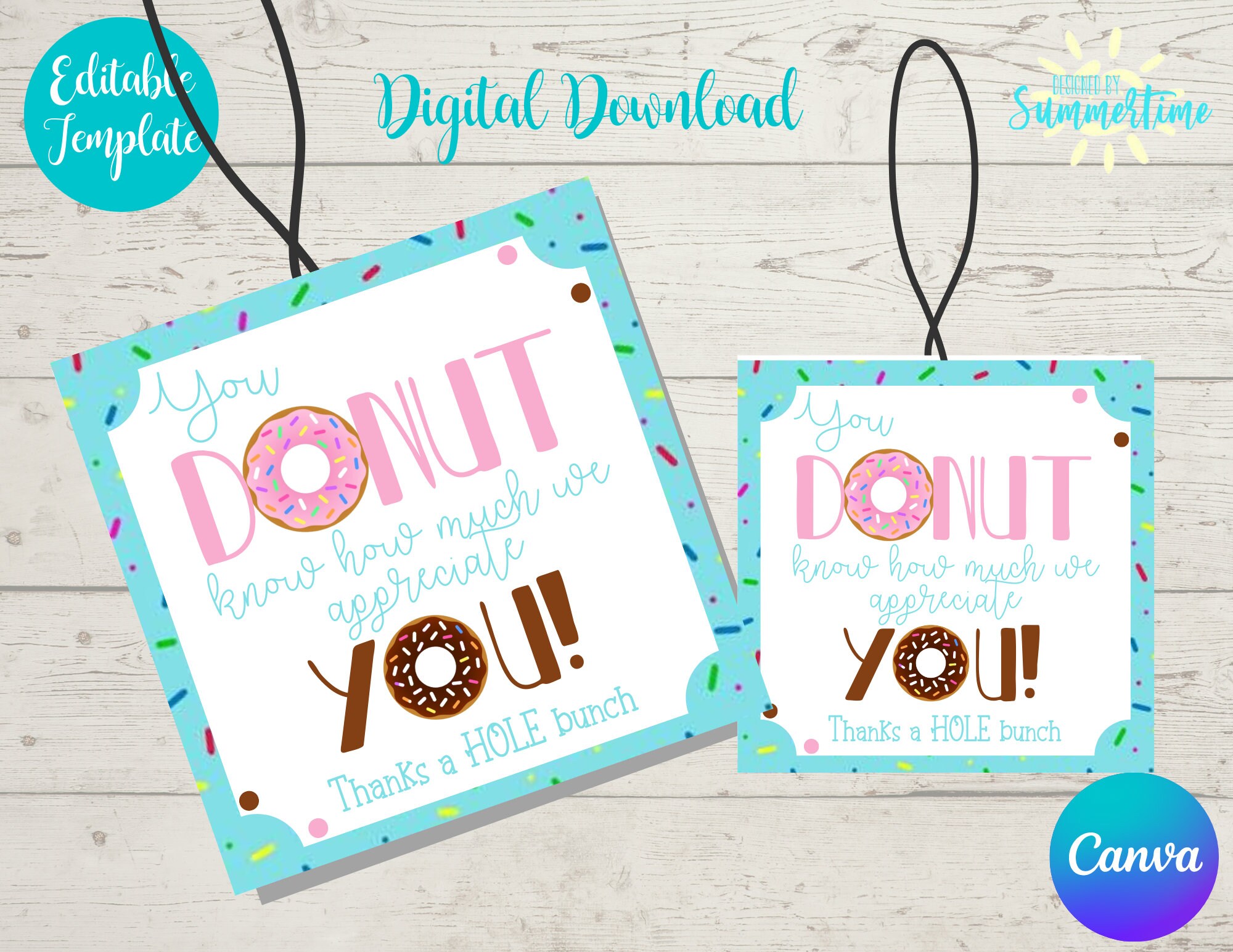 Editable Donut Gift Tag , Donut Appreciation Tag , Staff Appreciation ...