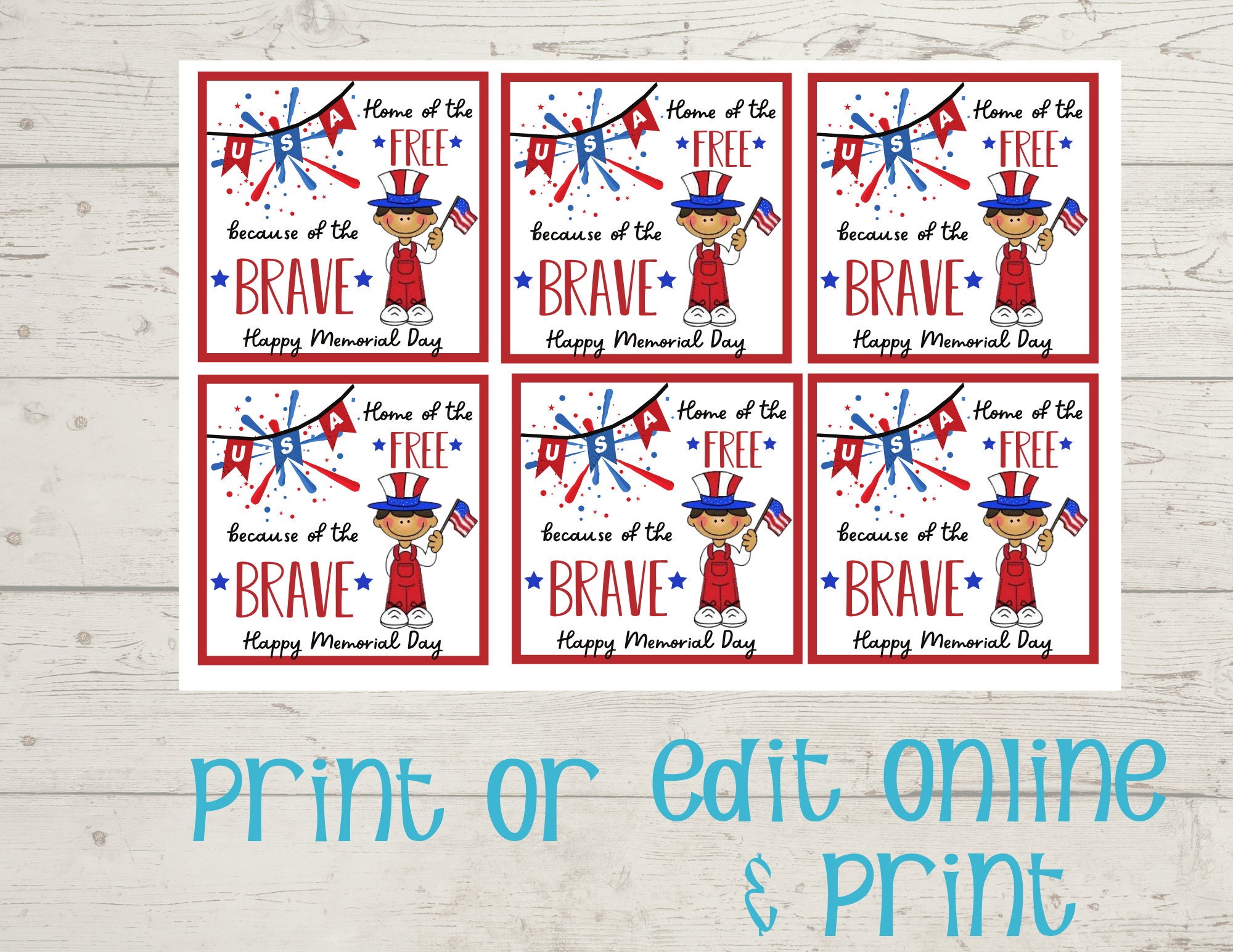 Editable Memorial Day Gift Tag , Memorial Day Favor Tag Template ...