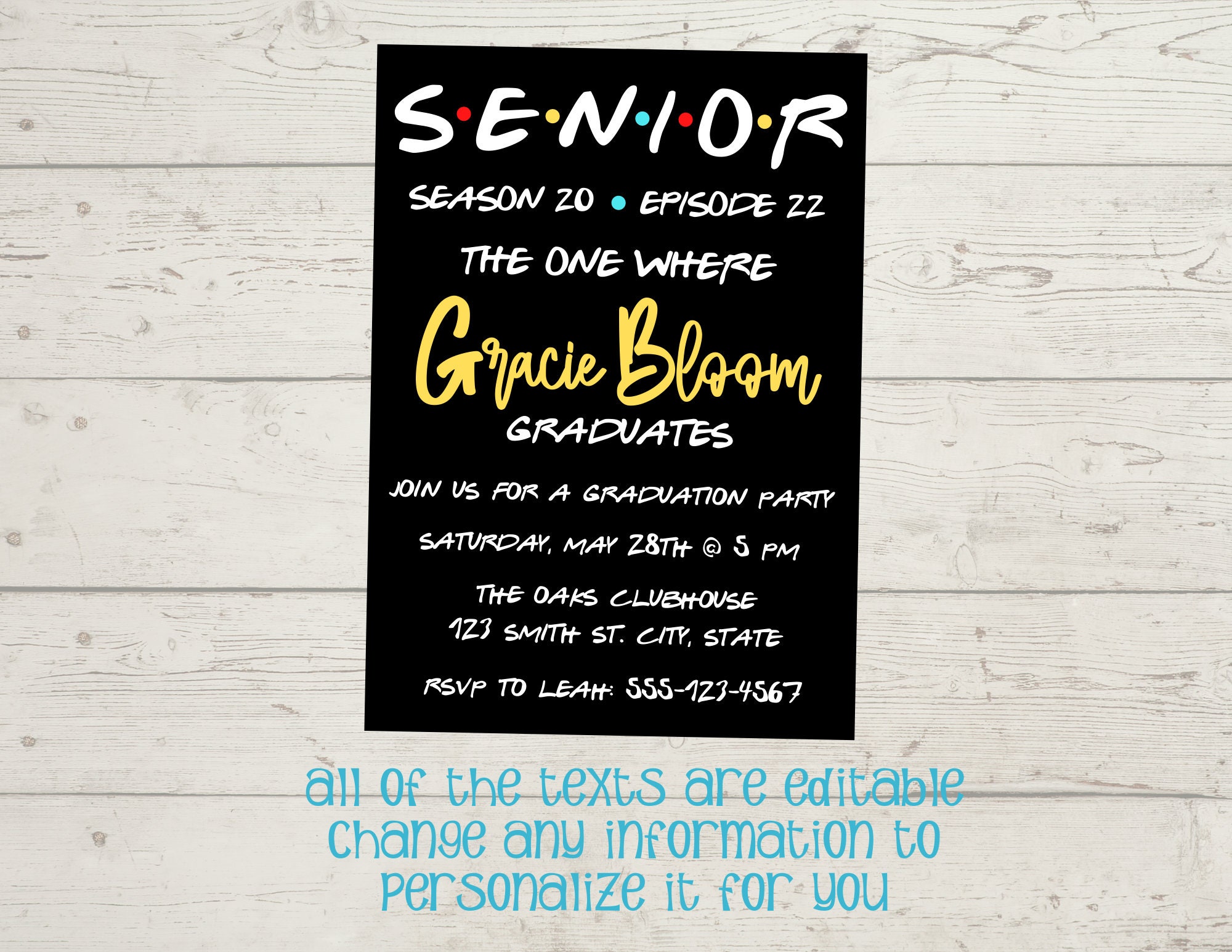 Editable Friends Graduation Party Invitation, Graduation Invitation ...