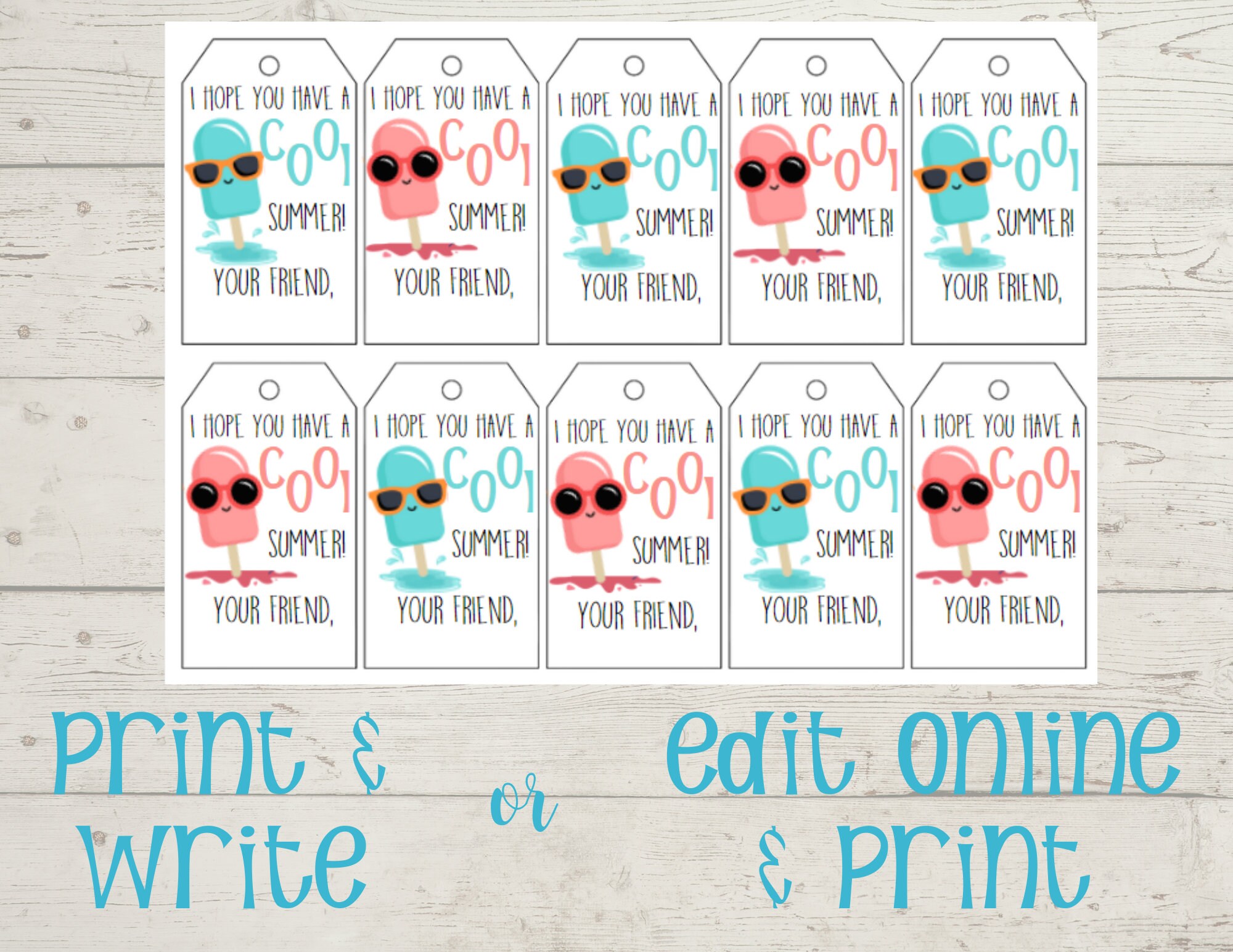 Editable End of Year Gift Tag , Have a Cool Summer Tag , End of Year ...