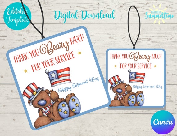 Editable Memorial Day Gift Tag Memorial Day Favor Tag | Etsy