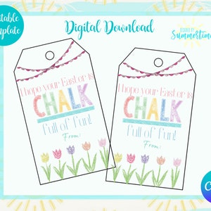 Editable Easter Chalk Favor Tag , Chalk Full of Fun Tag , Easter Tag ...