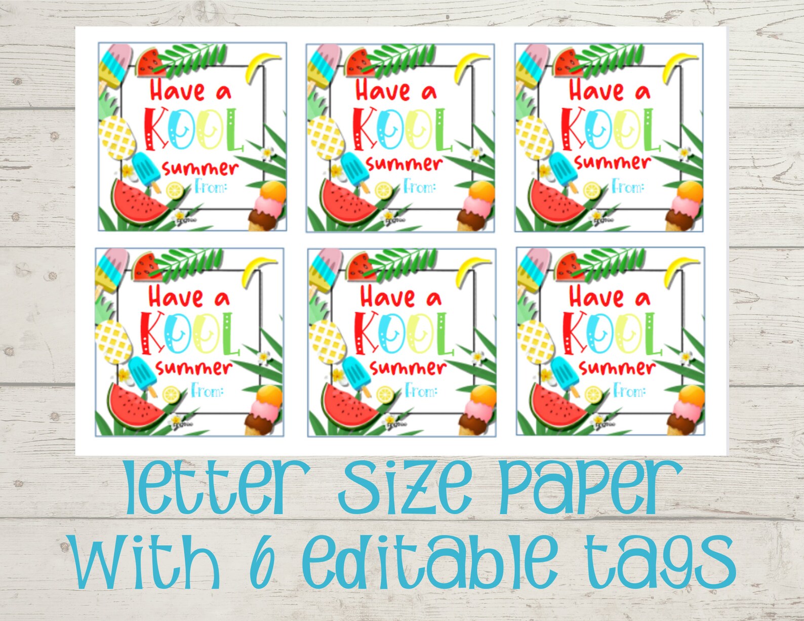 Editable End of Year Gift Tag Kool/cool Summer Tag End of - Etsy