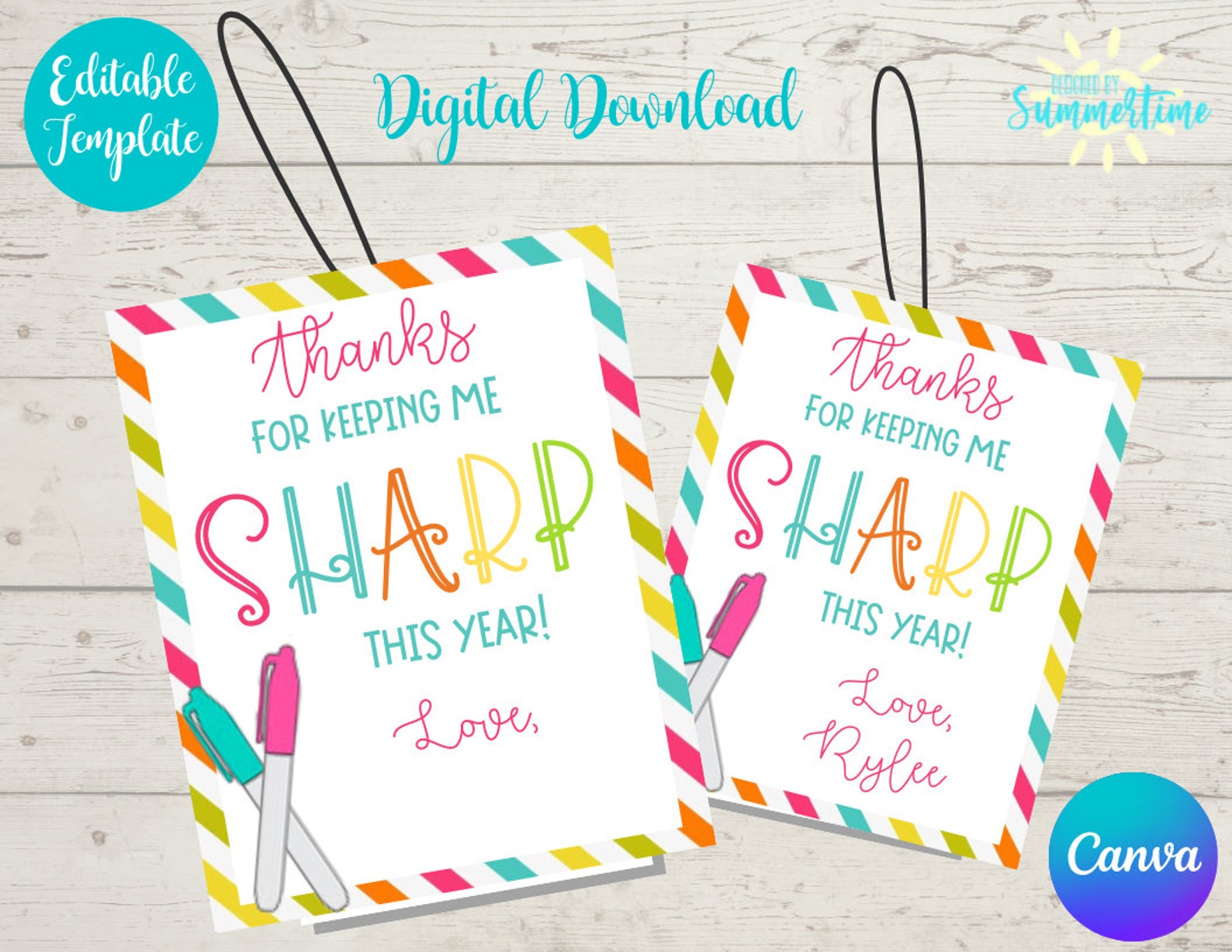 Editable Sharpie Teacher Tag Teacher Appreciation Tag End - Etsy