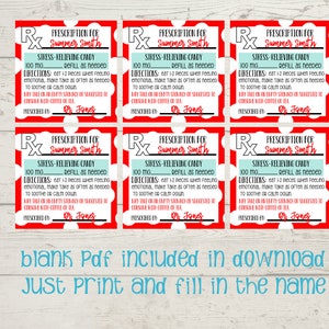 Editable RX Prescription Candy Tag, Nurse Appreciation, Printable ...