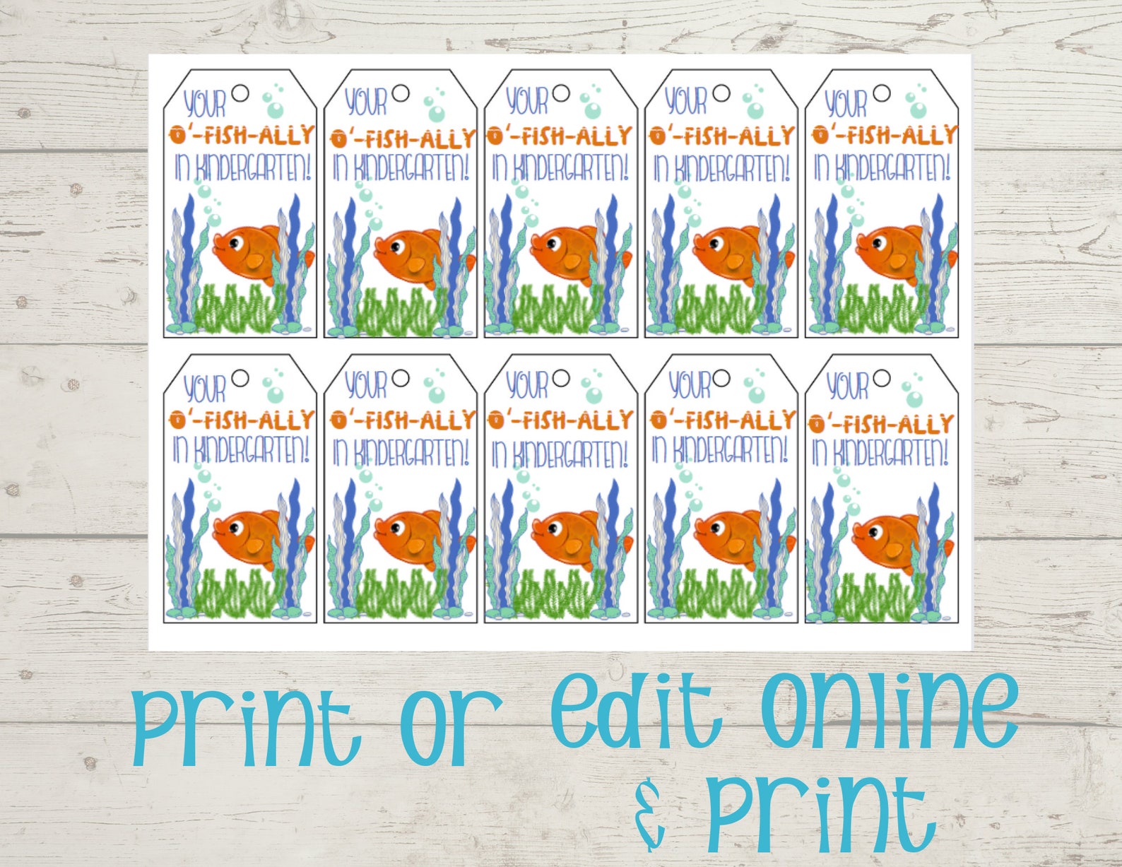 Editable Beginning of School Gift Tag O-fish-ally Gift Tag - Etsy