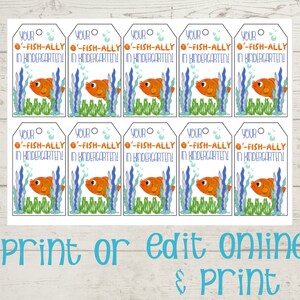 Editable Beginning of School Gift Tag , O-fish-ally Gift Tag , Cracker ...