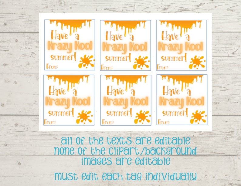 Editable End of Year Gift Tag Krazy Kool Summer Tag End of - Etsy