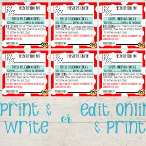 Editable RX Prescription Cookie Tag , Nurse Appreciation, Printable ...