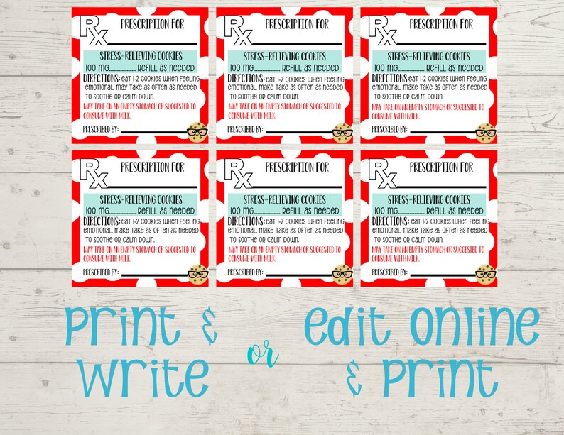 Editable RX Prescription Cookie Tag , Nurse Appreciation, Printable ...