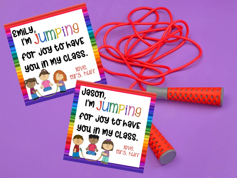 Editable Jump Rope Gift Tag , Jumping for Joy , First Day of School ...