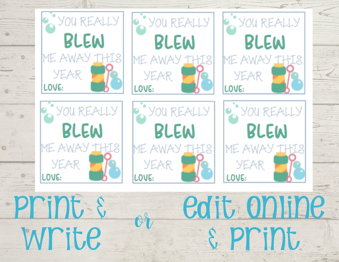 Editable End of Year Gift Tag , Blew Me Away Tag , End of Year Gift ...
