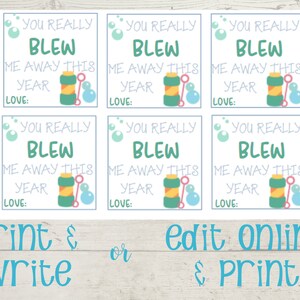 Editable End of Year Gift Tag , Blew Me Away Tag , End of Year Gift ...