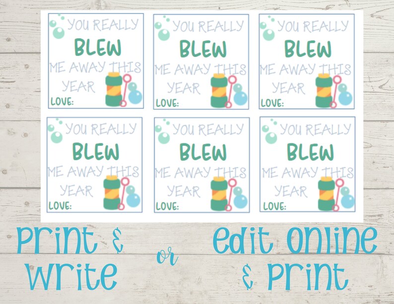 Editable End of Year Gift Tag , Blew Me Away Tag , End of Year Gift ...