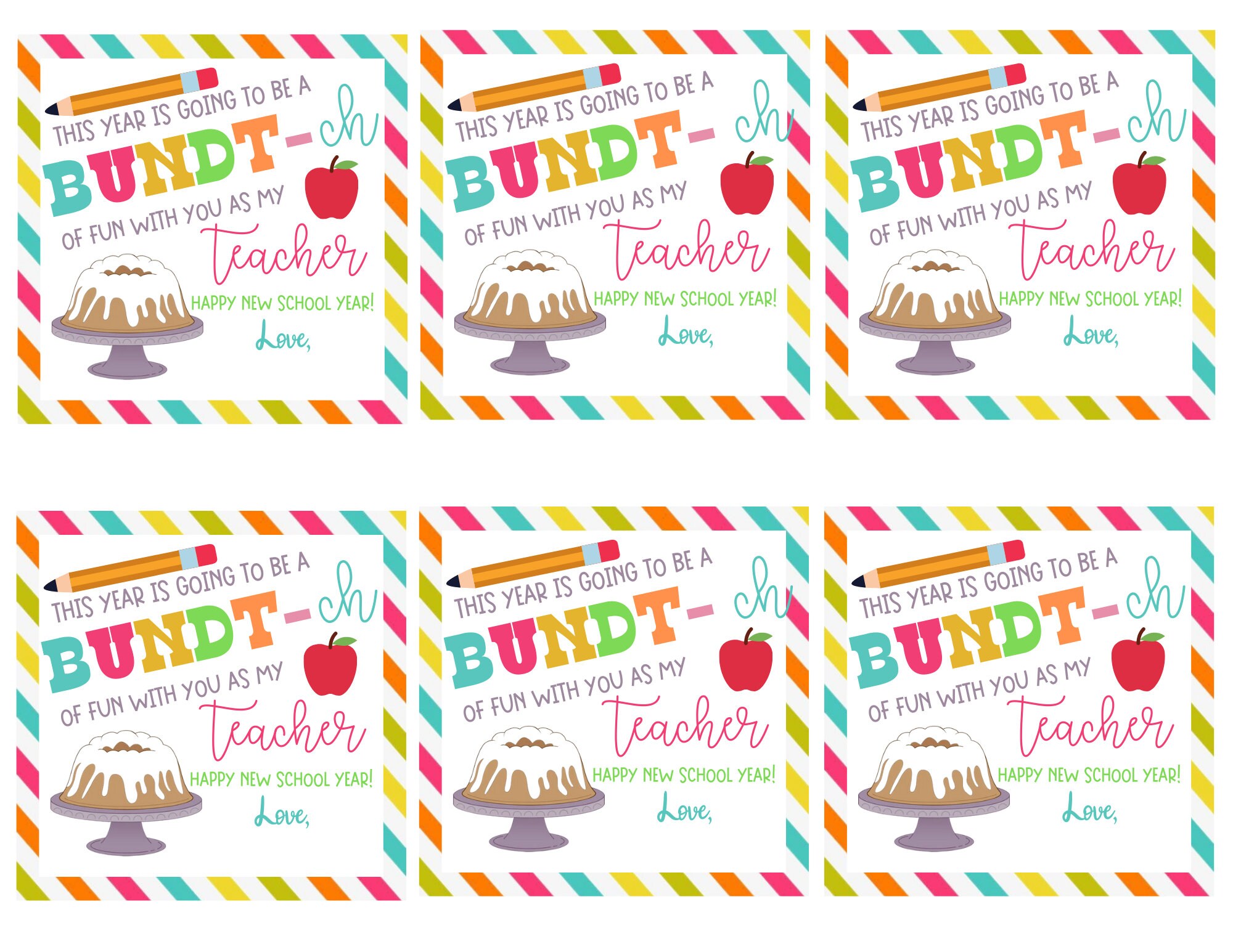 Editable Bundt Cake Gift Tag , Bundt Cake Appreciation Tag , Staff ...