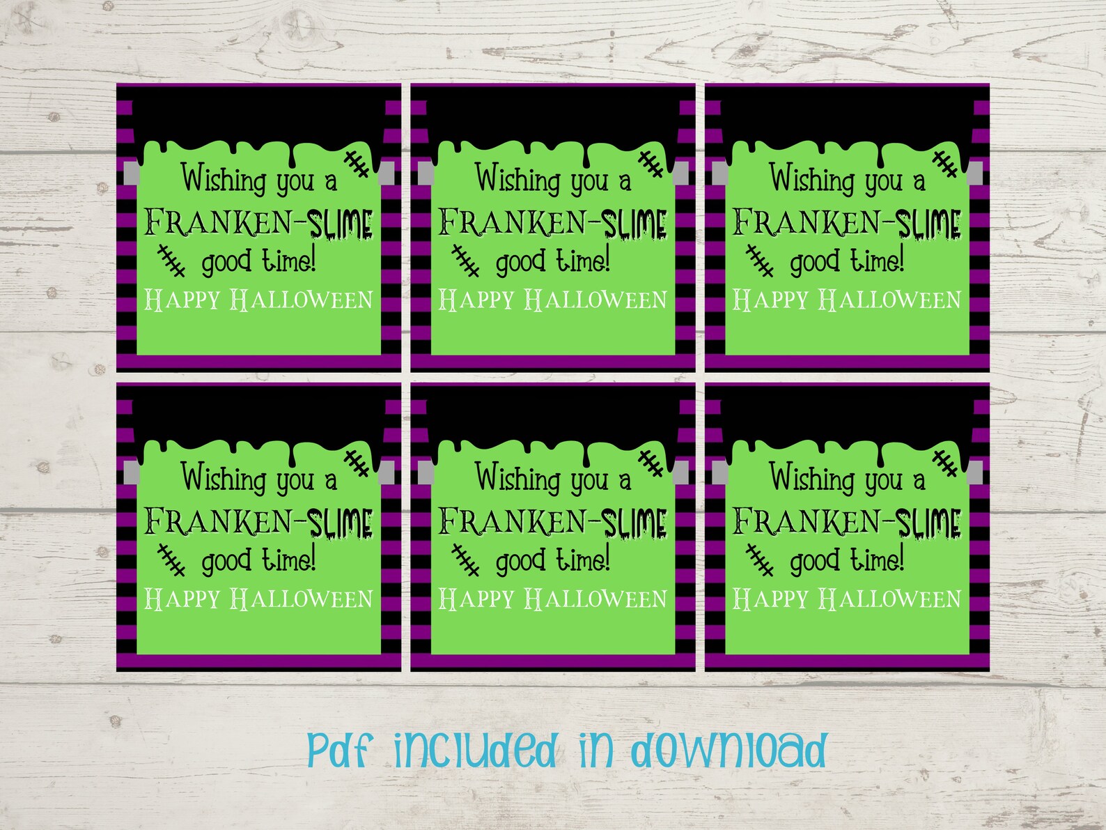 Editable Halloween Gift Tag , Franken-slime Halloween , Slime Gift Tag ...