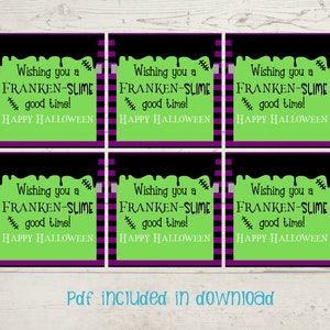 Editable Halloween Gift Tag , Franken-slime Halloween , Slime Gift Tag ...