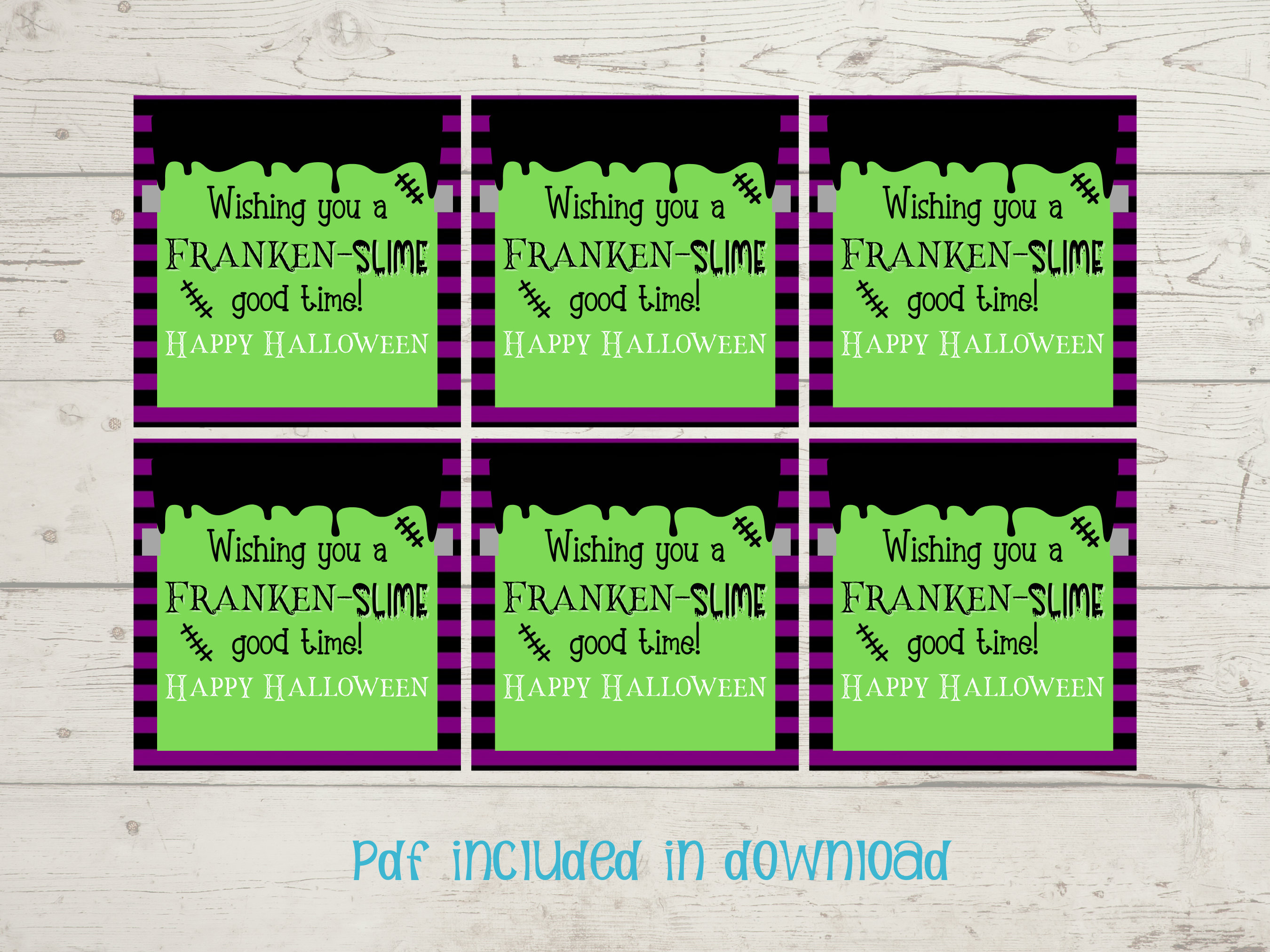 Editable Halloween Gift Tag , Franken-slime Halloween , Slime Gift Tag ...