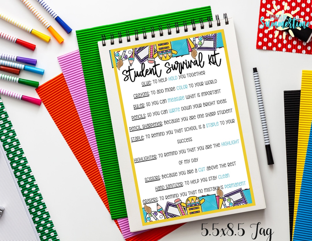 Editable Student Survival Kit Tag, Printable Digital Gift Tag, Candy ...