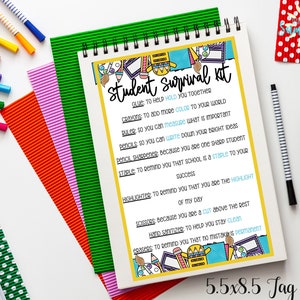Editable Student Survival Kit Tag, Printable Digital Gift Tag, Candy ...