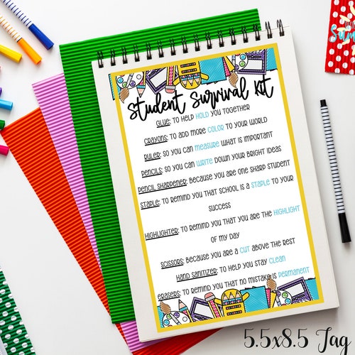 Editable Middle School Survival Kit Tag Printable Digital - Etsy
