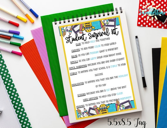 Editable Student Survival Kit Tag Printable Digital Gift - Etsy