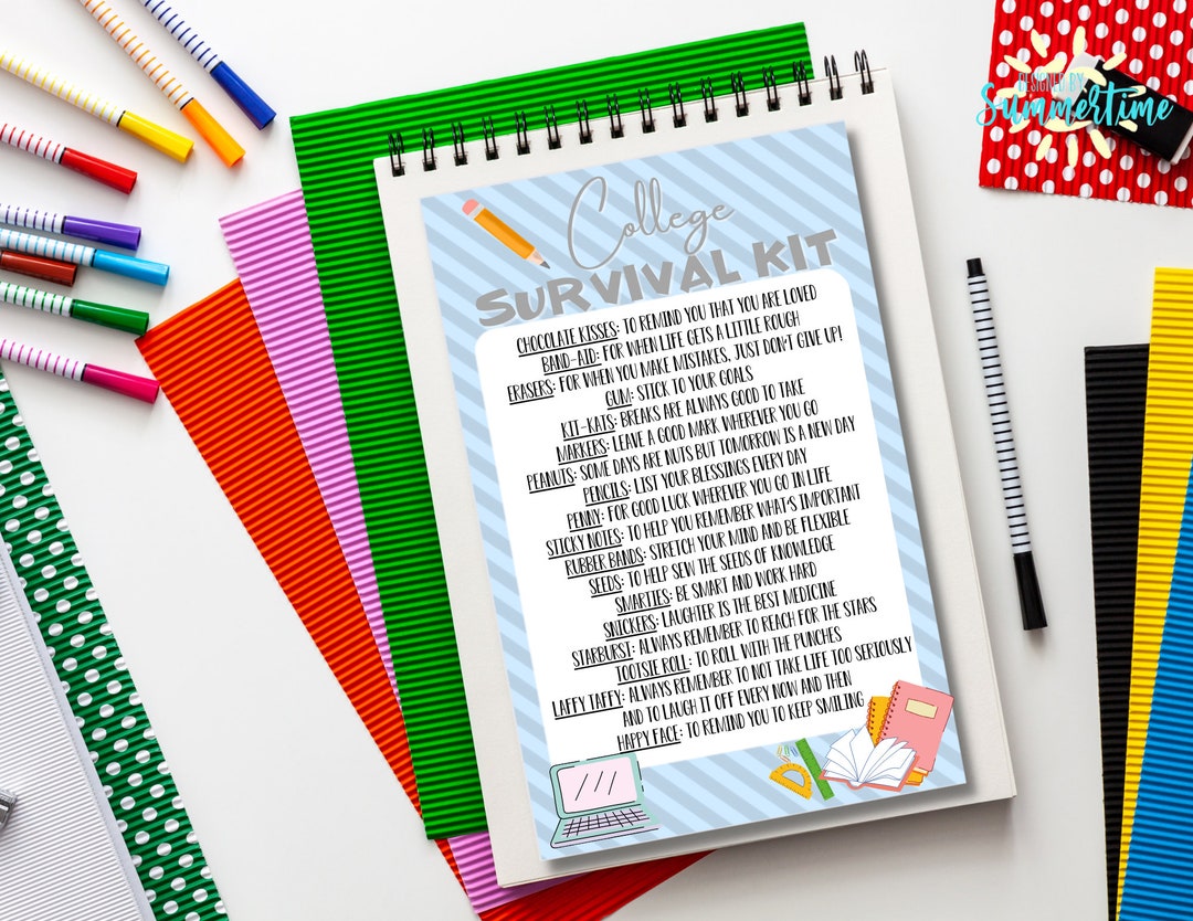 Editable College Survival Kit Tag , Printable Digital Gift Tag, Candy ...