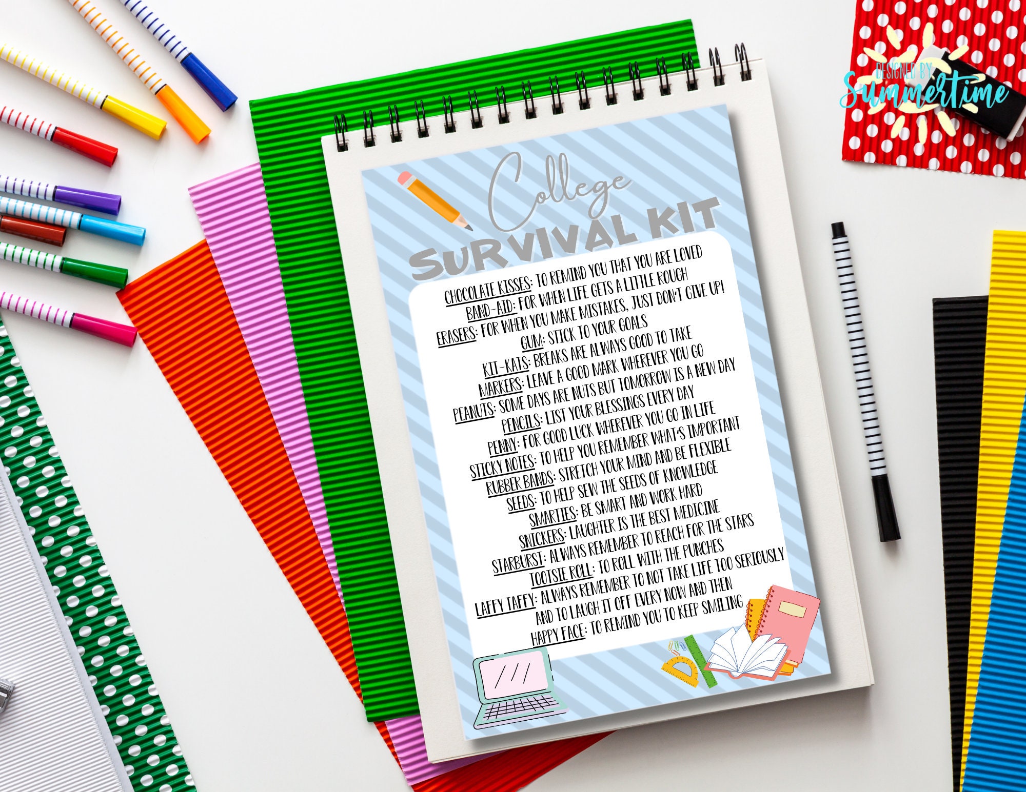 Editable College Survival Kit Tag , Printable Digital Gift Tag, Candy ...