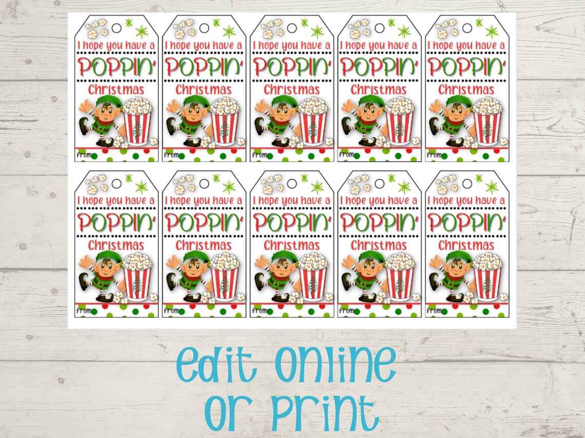 Editable Christmas Gift Tag , Poppinʻ Halloween , Popcorn Gift Tag for ...